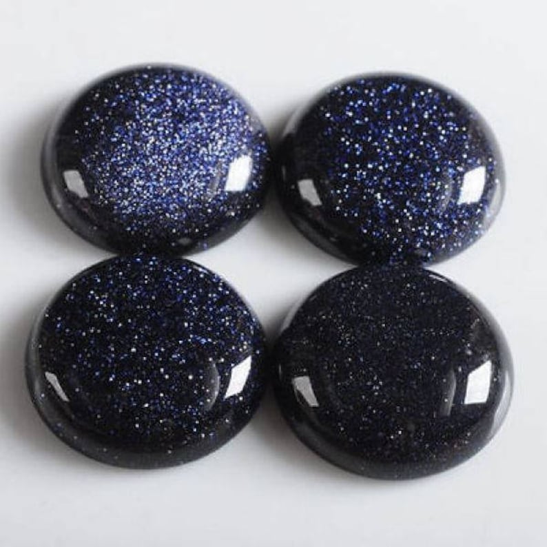 25mm Synthetic Blue Sandstone Goldstone Round Flatback Cab Cabochon - Etsy