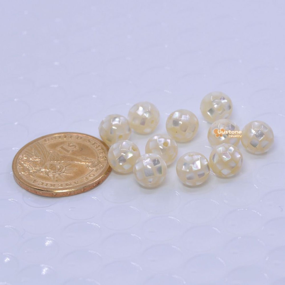 G0716#10mm Handmade Mother of Pearl MOP Shell Mosaic Ball Round Loose ...