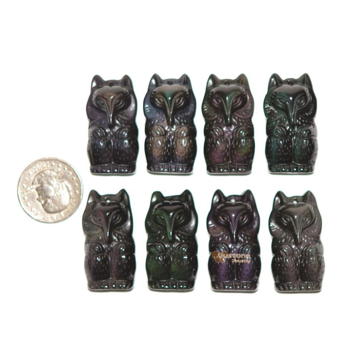 G1218 39mm Natural Rainbow Obsidian Fox Pendant Focal Bead - Etsy