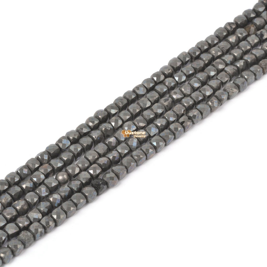 02331 3.7mm to 4.7mm Faceted Pyrite Cube Square Loose Beads DIY Jewelry ...