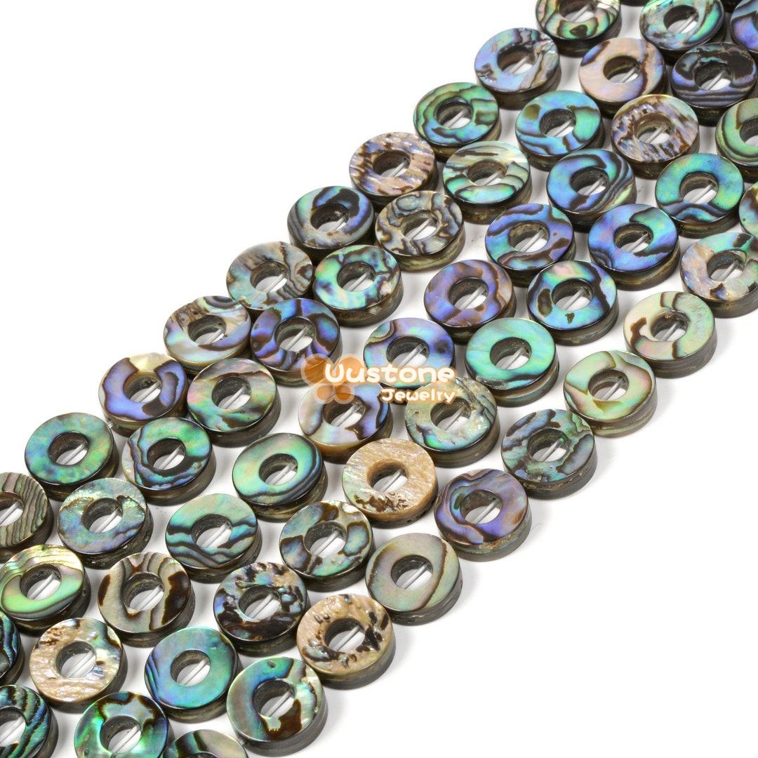 10mm Natural Abalone Shell Hollow Circle Flat Round Ring-shape Donut ...