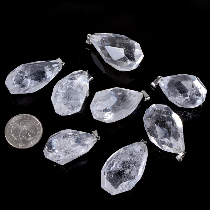 G3998.1 Clear Quartz Gemstone Crystal Healing Faceted Teardrop - Etsy