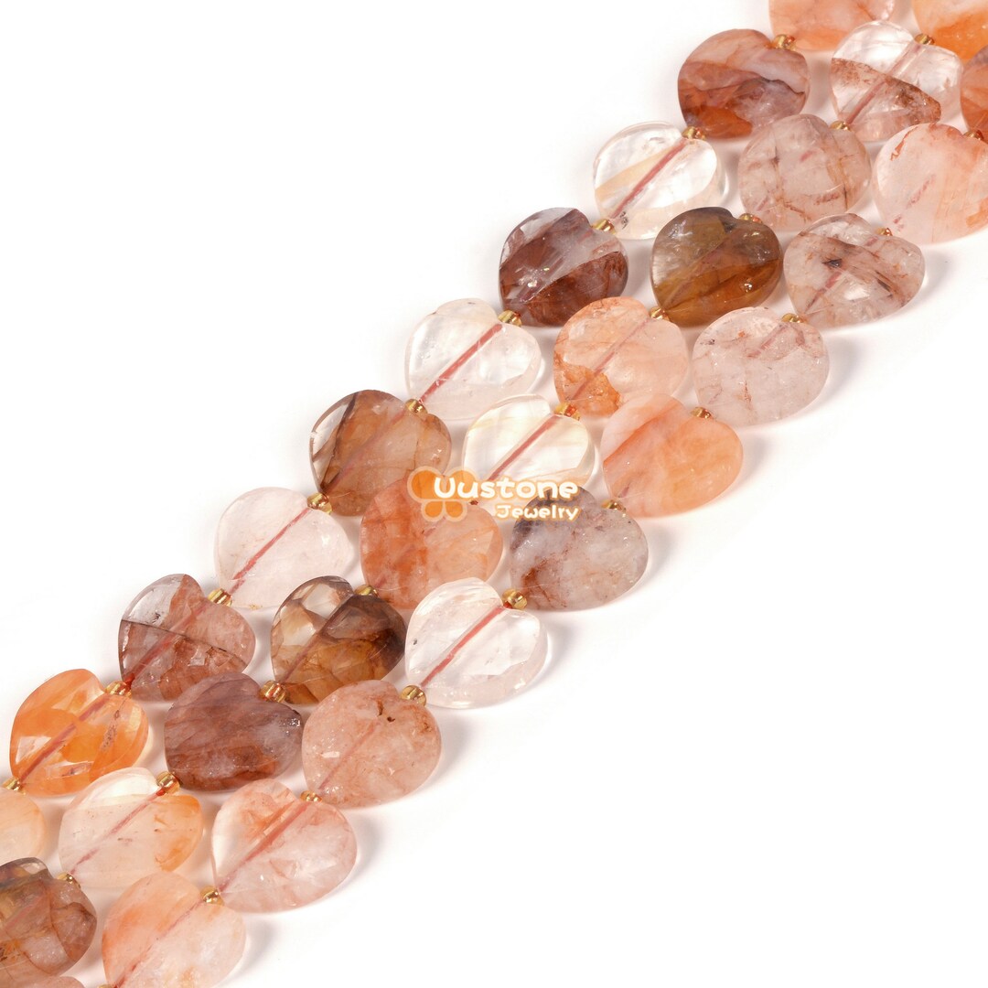 Natural Angel Amphibole Phantom Quartz Heart Shape Faceted 12mm Beads ...