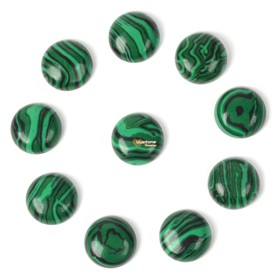 16mm Synthetic Malachite Gemstone Round Flatback Cab Cabochon Stone ...