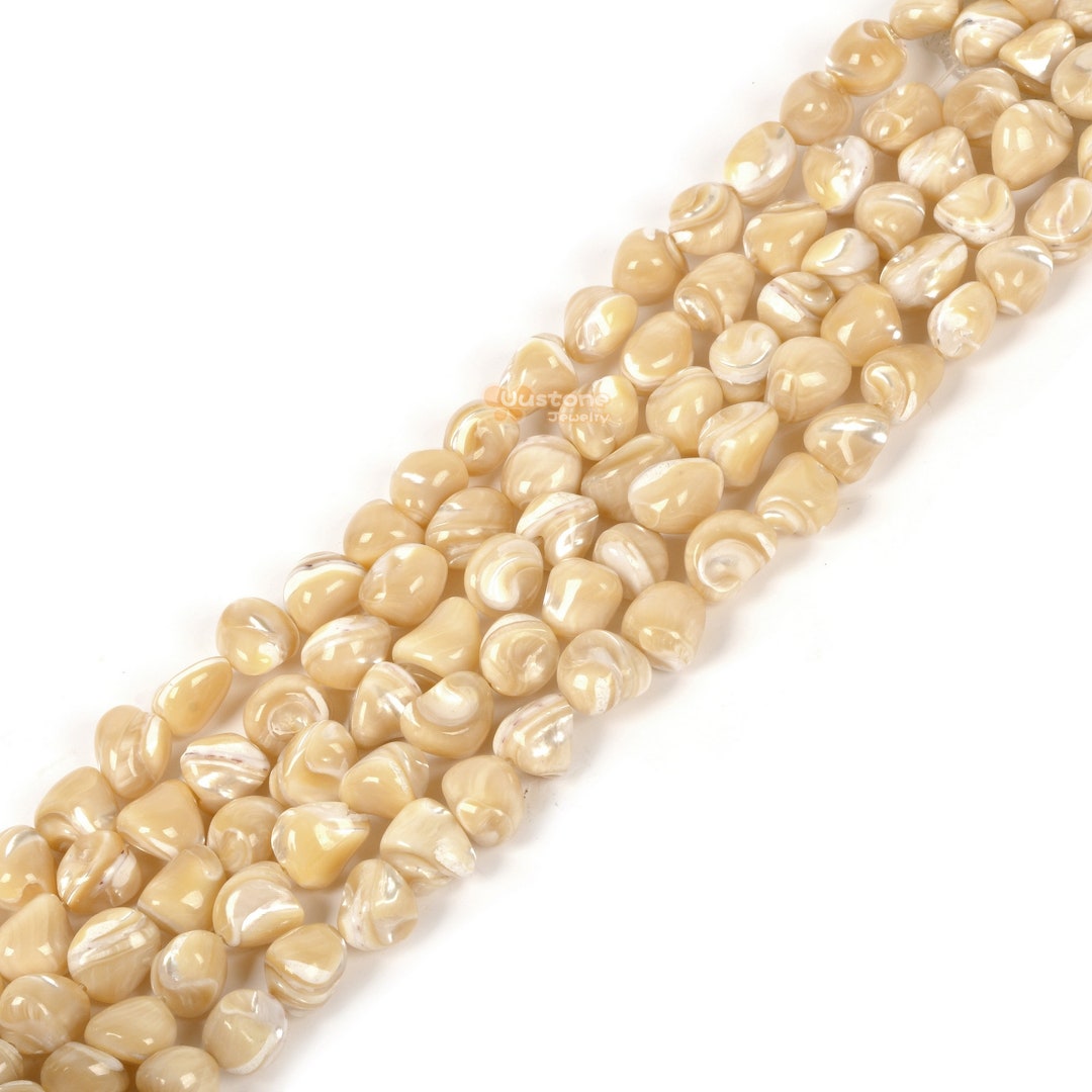 Natural Khaki Shell Crystal Quartz Pebble Oval Chips Beads Freeform ...