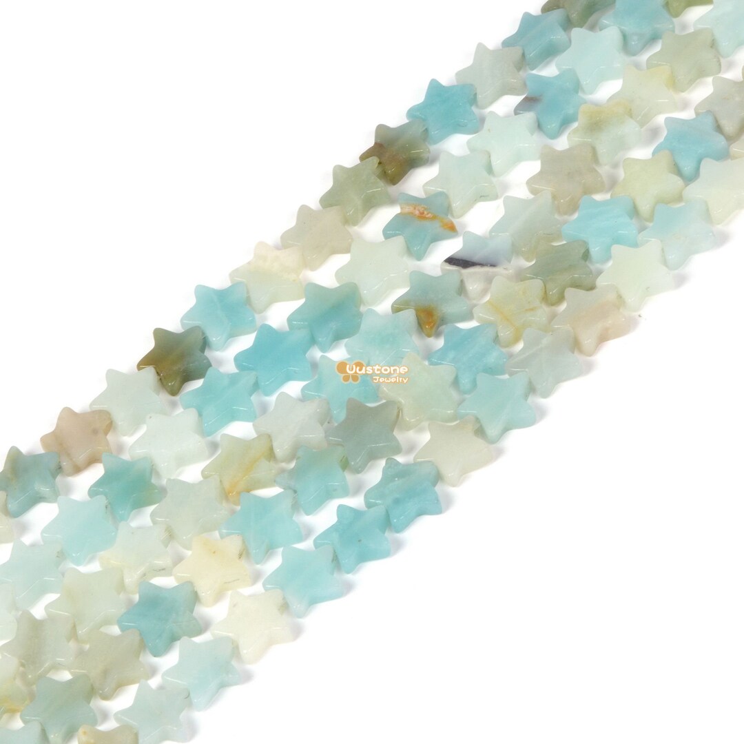 Amazonite Natural Gemstone Star Shaped Stone Beads Strand Carved 10mm ...