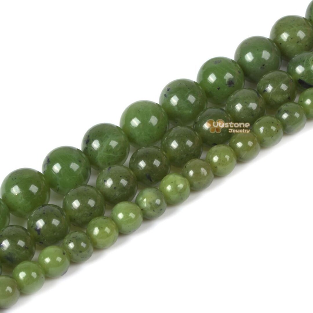 Canadian Jade Round Ball Loose Beads DIY Jewelry Making Beads Strand ...