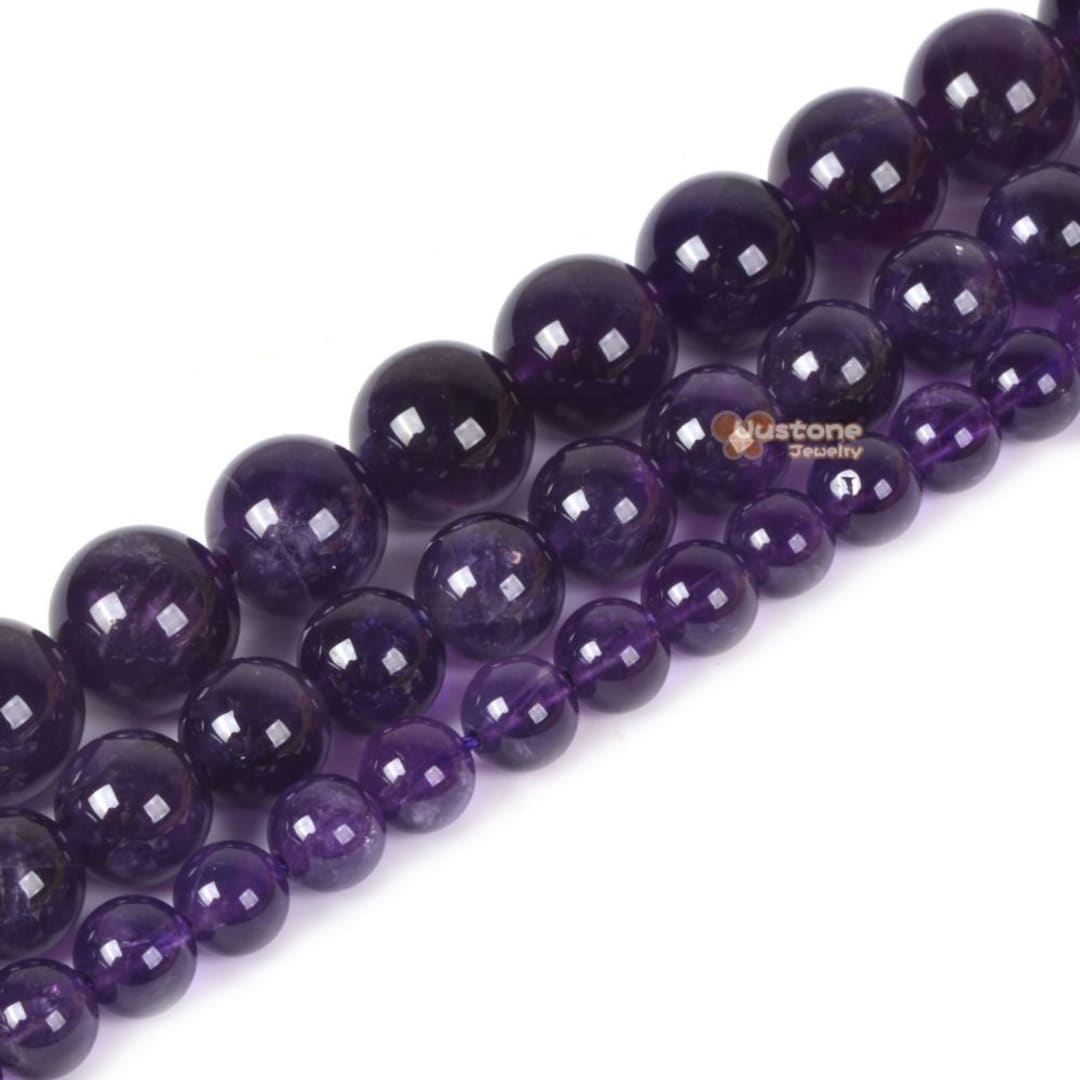 Dark Amethyst Round Ball Loose Beads DIY Jewelry Making Beads Strand ...