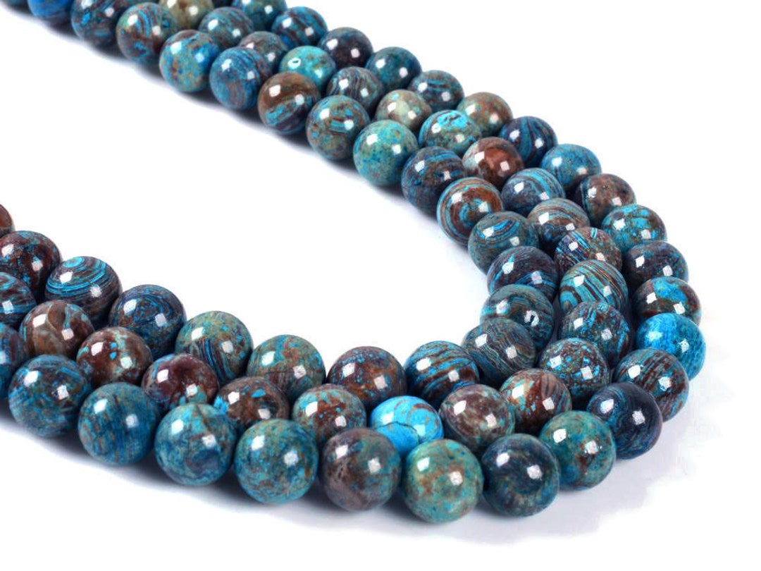 8MM047 Blue Veins Stone Round Ball Loose Gemstone Beads 16" - Etsy