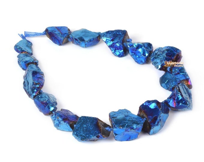 0269 Metallic Blue Coated Clear Quartz Rock Crystal Raw Facet Rough ...