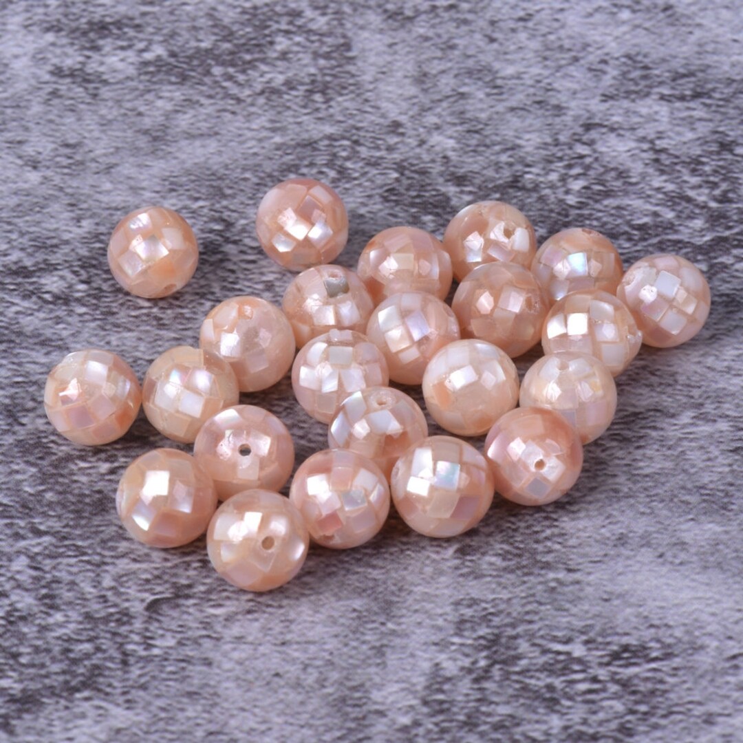 G0373 8mm Handmade Mother of Pearl MOP Pink Shell Mosaic Ball Round ...