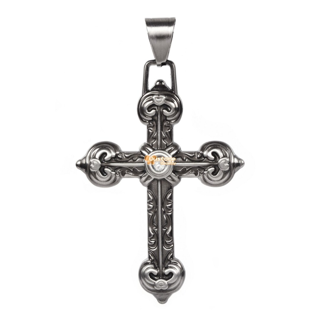 Retro Punk Christian Cross Pendant for Men Gothic Cool Stainless Steel ...