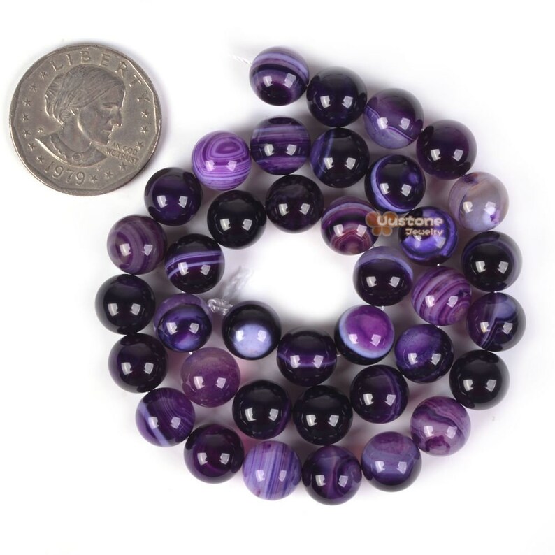 Purple Banded Agate Round Ball Loose Gemstone Beads 6mm 8mm - Etsy