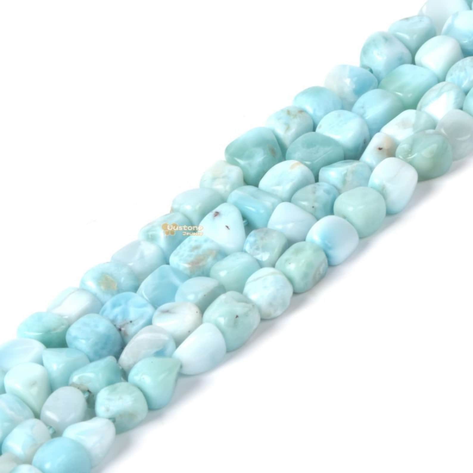 0593 Natural Larimar Pebble Cube Chips Nugget Loose Gemstone Beads 16 ...