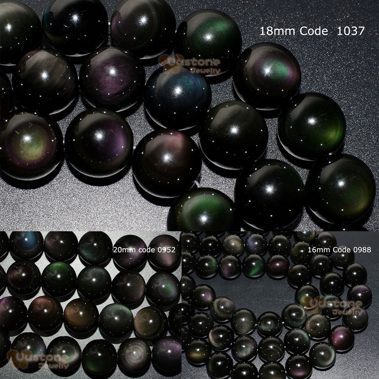 Natural AAA Rainbow Eye Obsidian Round Beads Full Strand 8mm - Etsy