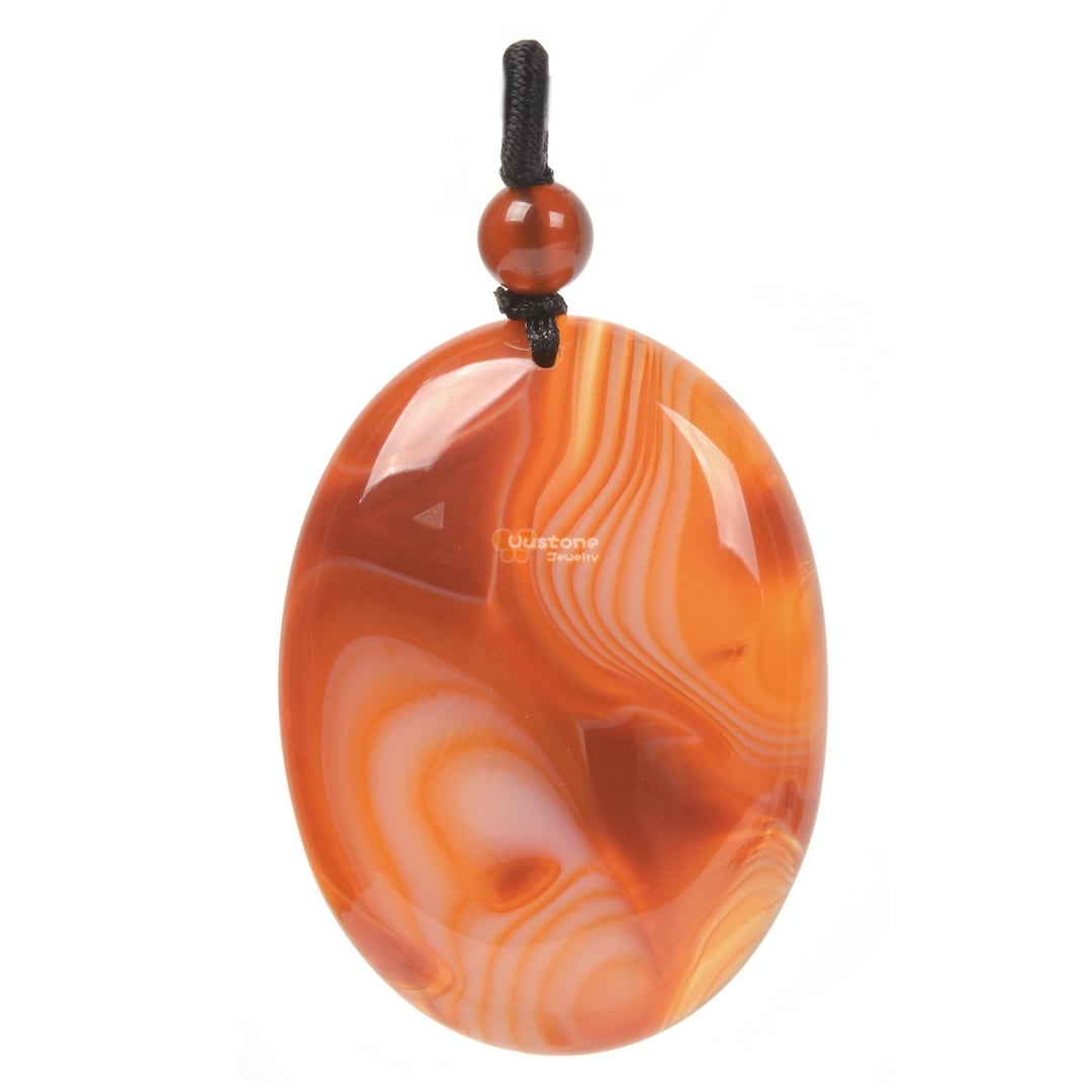 Red Banded Agate Gemstone Healing Quartz 40mm Flatback Oval Pendant ...