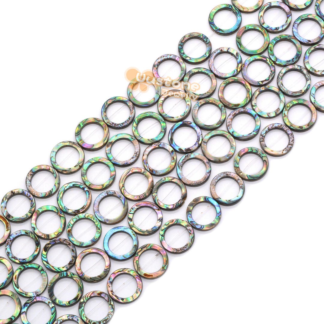 20mm Natural Abalone Shell Hollow Circle Flat Round Ring-shape Donut ...