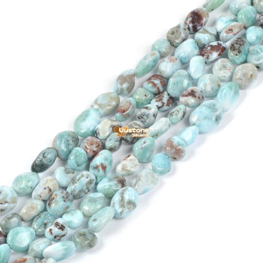 Natural Larimar Pebble Freeform Chips Nugget Loose Gemstone Beads 16 ...