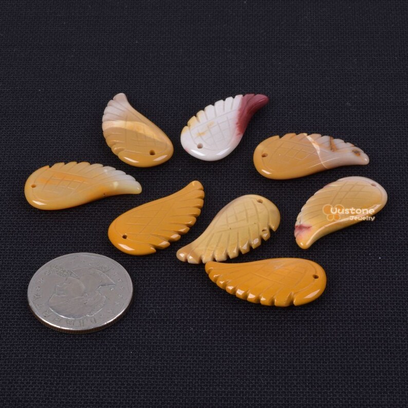 30mm Carved Yellow Mookaite Jasper Gemstone Angel Wing - Etsy