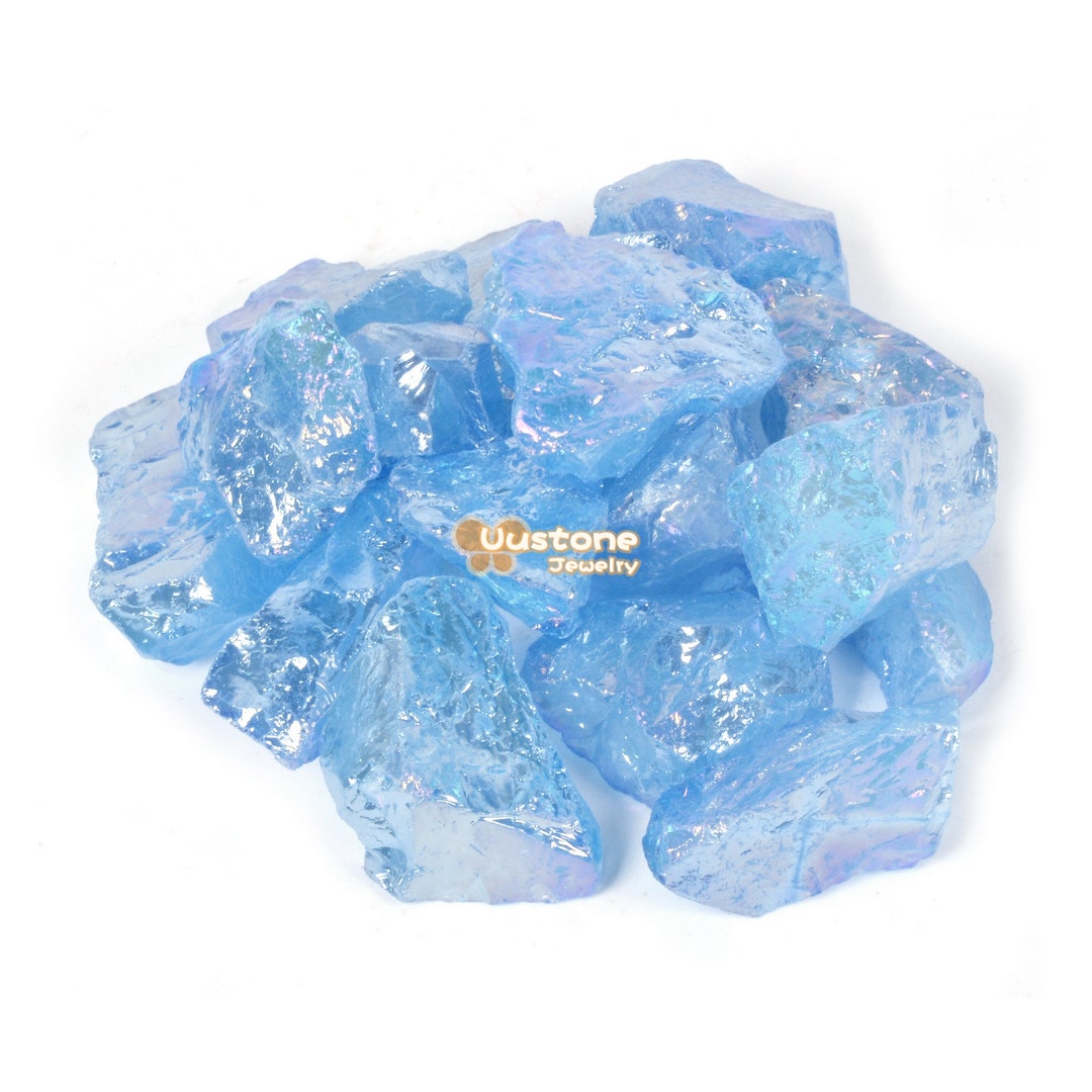 1/2LB Raw Sky Blue Aura Quartz Stone Specimen Collection Pocket Worry ...