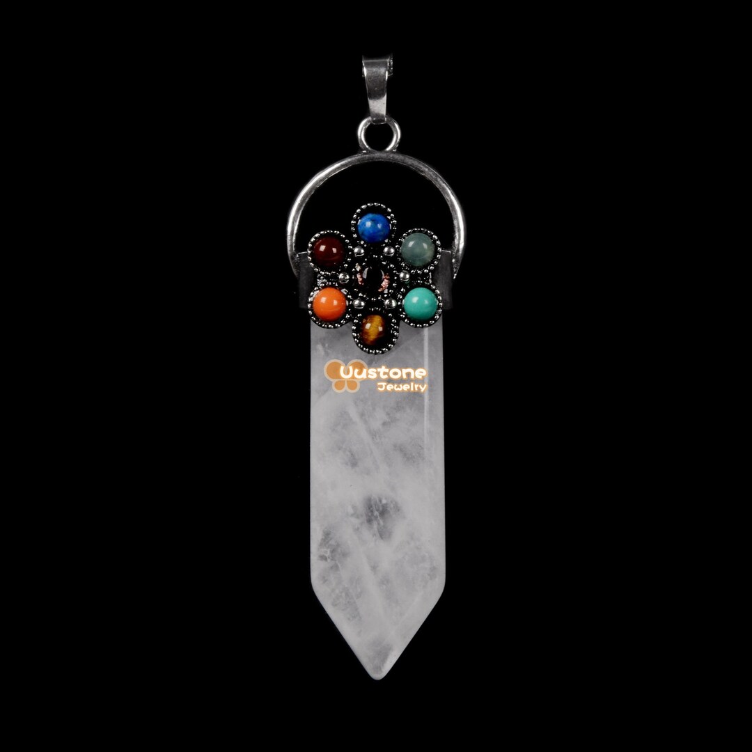 Natural Clear Quartz Sword Arrow Shape 70mm 7 Chakra Pendant Bead ...