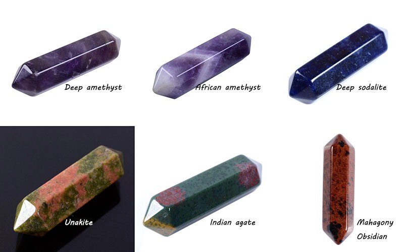 Gemstone Crystal Healing Point Hexagonal Wand Stick mixed - Etsy