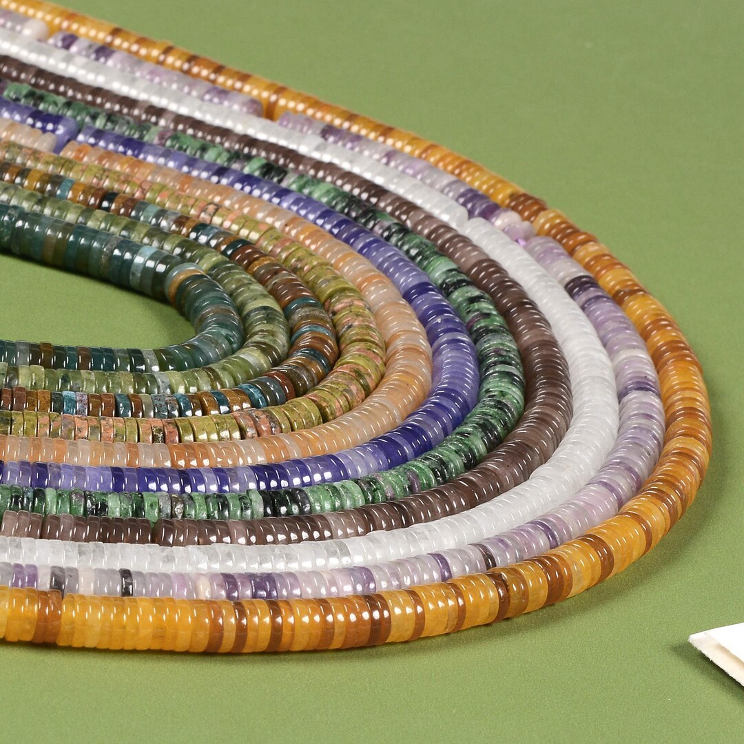 5 to 6mm Natural Gemstone Heishi Disc Rondelle Spacer Loose Beads 16 ...