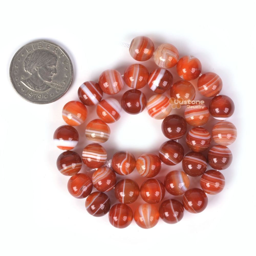 Red Banded Agate Round Ball Loose Gemstone Beads 6mm 8mm 10mm - Etsy