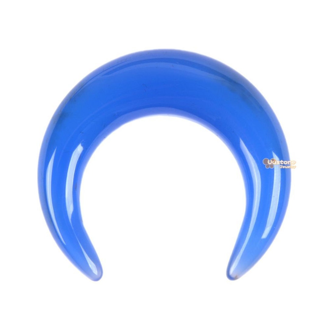 Blue Agate Crescent Moon Shape Double Horn NOT Drilled DIY Jewelry ...