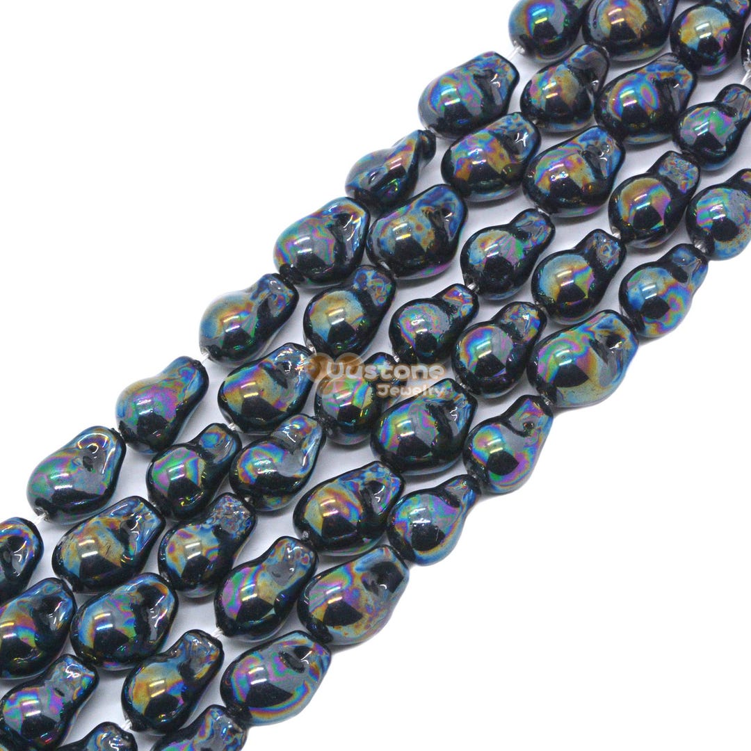 16mm Black Coated Pearl Natural Freshwater Baroque Pearl Beads Loose ...