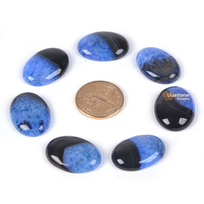 30mm Dyed Royal Blue Drusy Druzy Crystal Agate Oval Flatback Cab ...