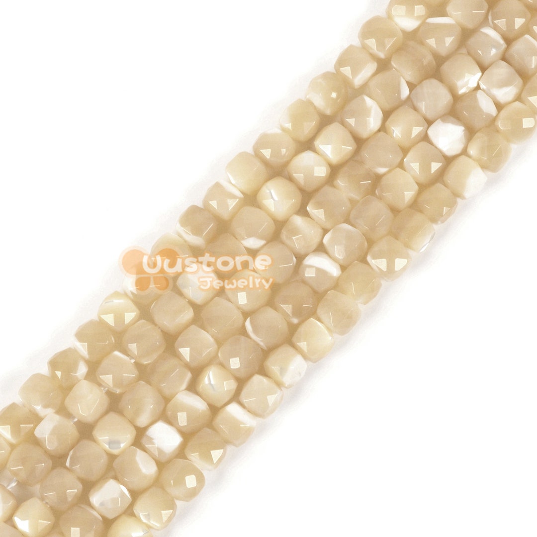 4mm Faceted Khaki Shell Cube Square Loose Beads DIY Jewelry Making ...