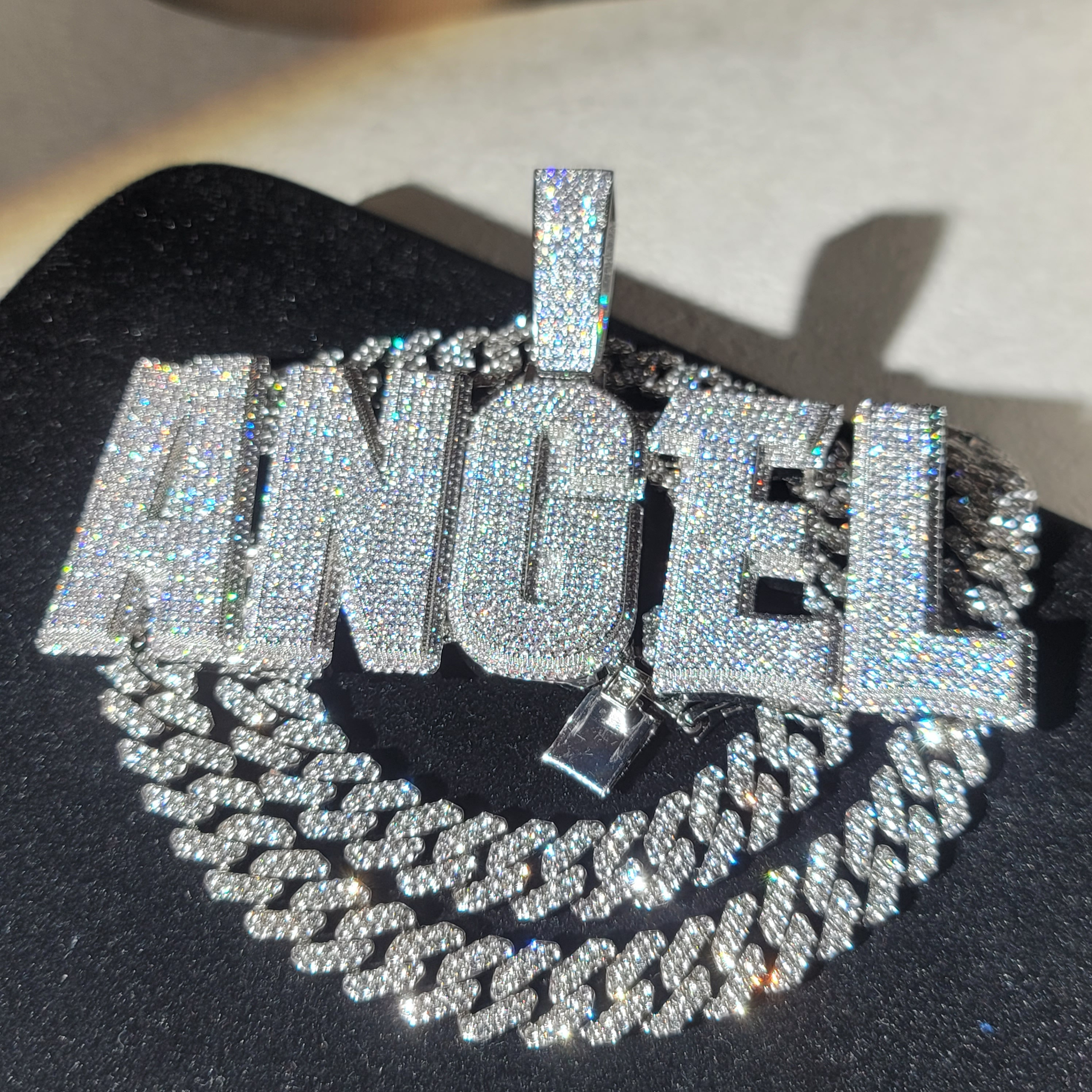 Iced Out Custom Monogram Name Necklace,personalized Letters Gold ...