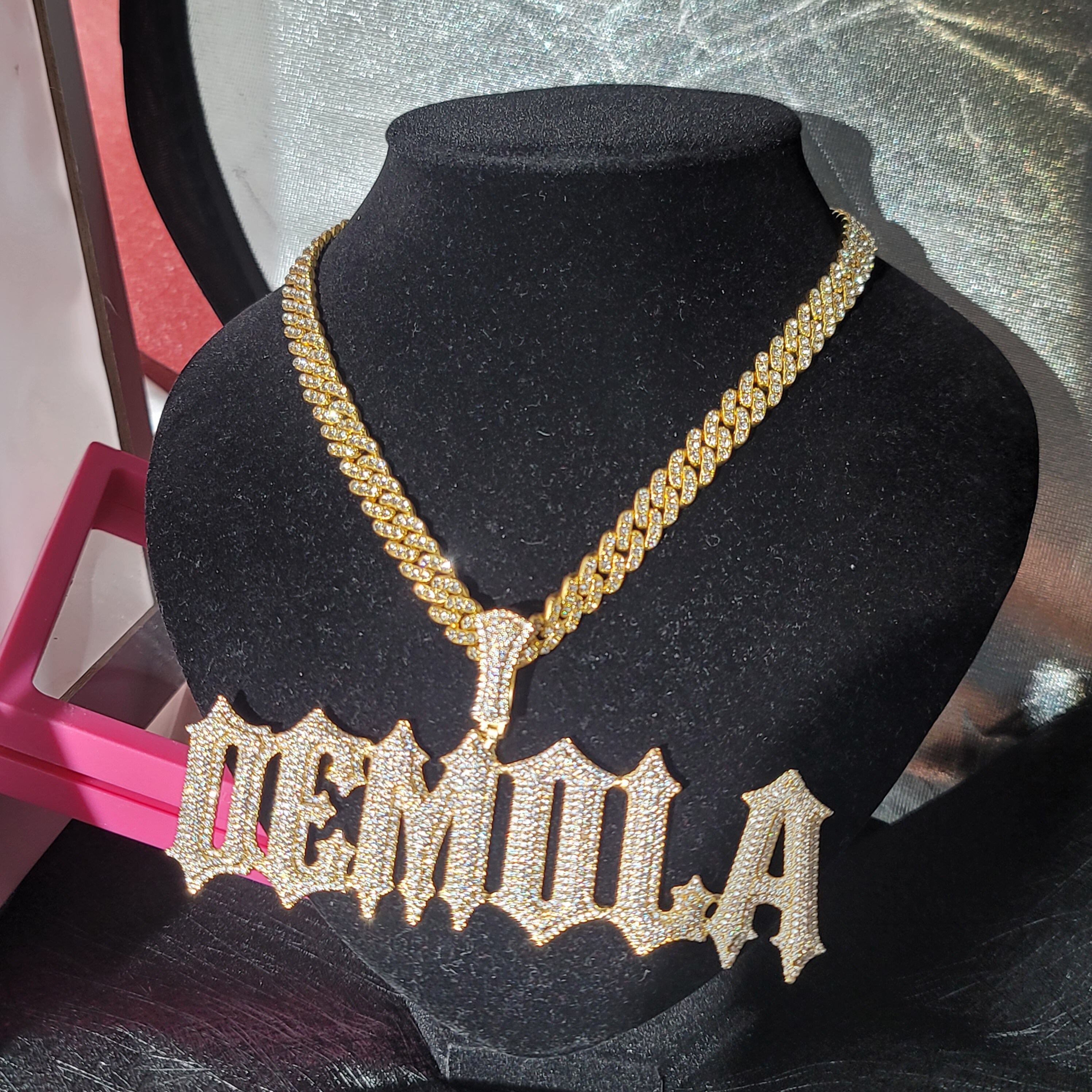 Custom Two-tone Gothic Font Letter Pendants Necklace,various Chains ...