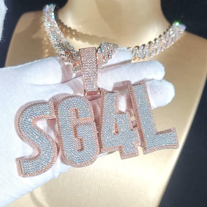Custom Iced Out Number Name Necklace: Cuban Link Chain, Customized ...