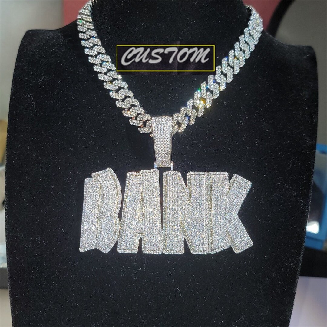 Iced Out Custom Monogram Name Necklace,personalized Letters Gold ...