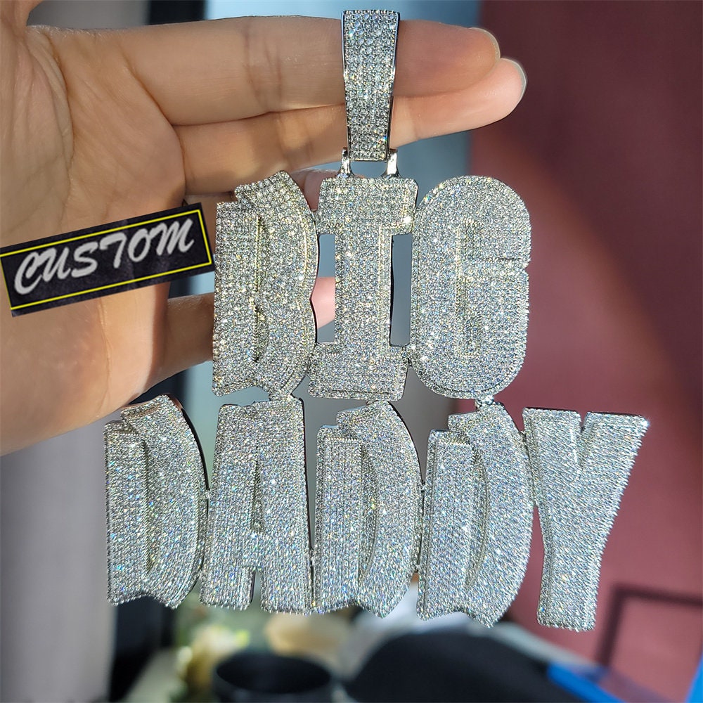 Iced Out Custom Monogram Name Necklace,personalized Letters Gold ...