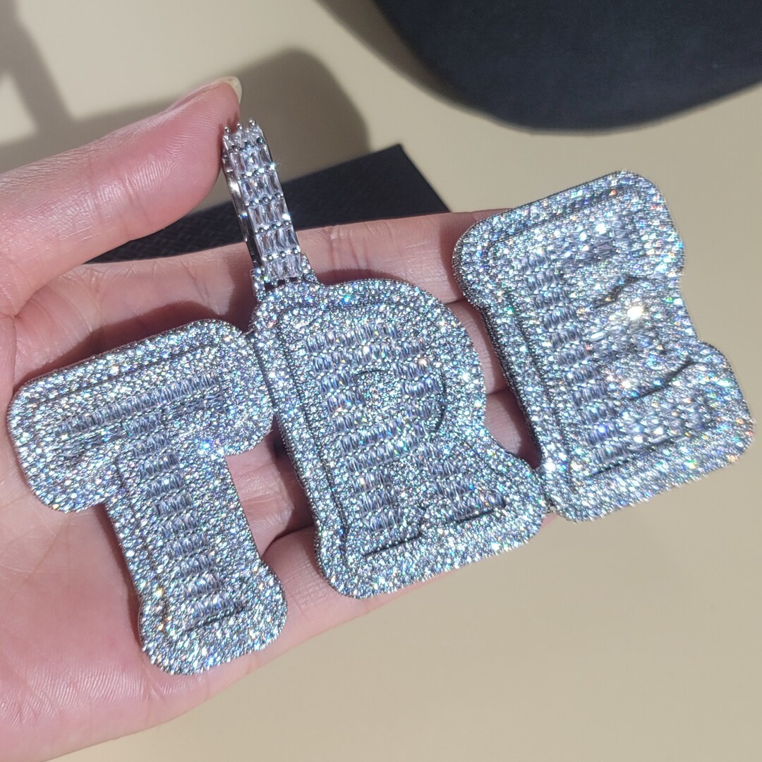 Custom Iced Out Name Pendant: Personalized Baguette Chain, Hip Hop ...