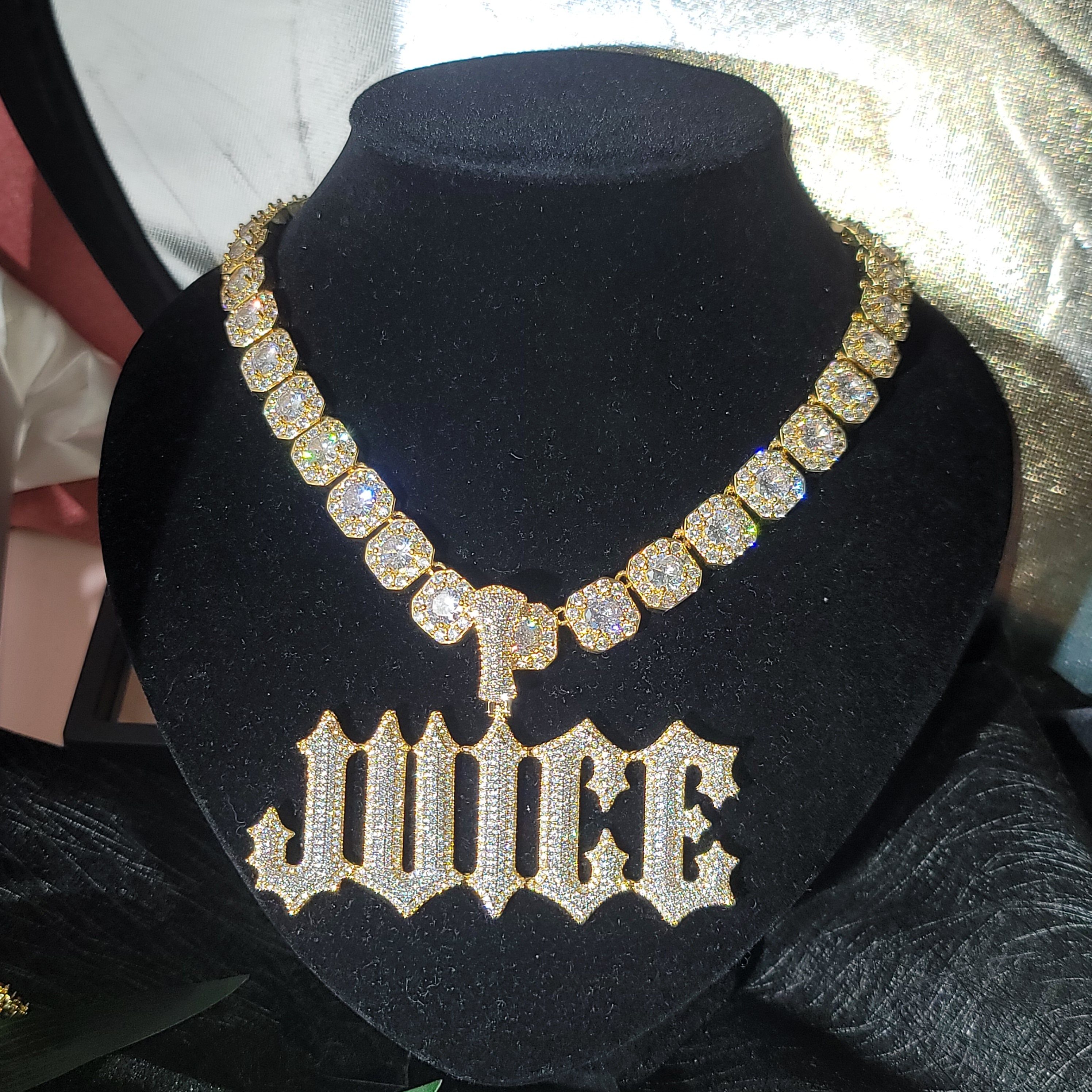 Custom Two-tone Gothic Font Letter Pendants Necklace,various Chains ...