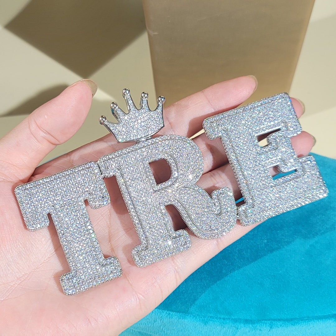 Customized Crown Bail Large Letters Pendant,iced Out Diamond Custom ...