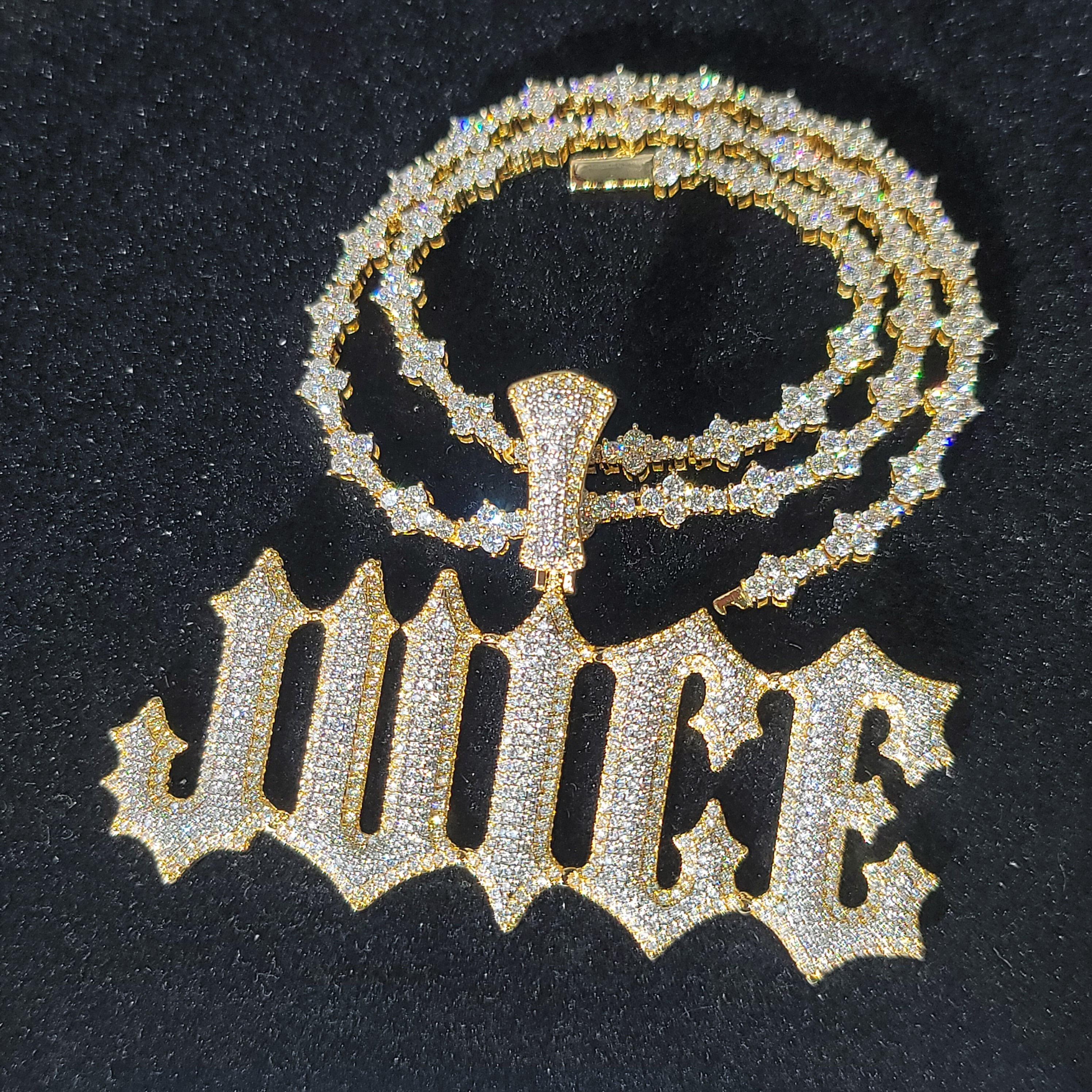 Custom Two-tone Gothic Font Letter Pendants Necklace,various Chains ...