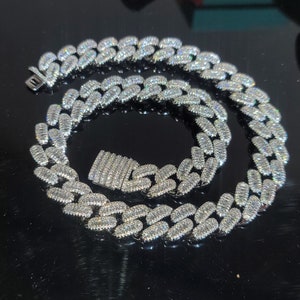Full Iced Out 15MM Cuban Link Chain,baugette Chain,personalized Hip Hop ...