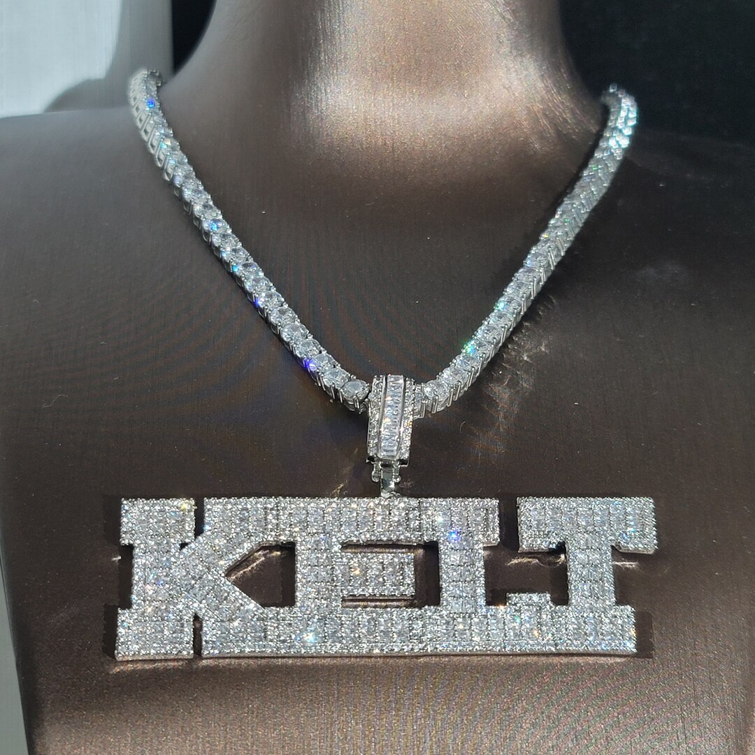 Icy Tennis Chain: Custom Nameplate Pendant, Personalized Jewelry - Etsy