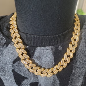 Full Iced Out 15MM Cuban Link Chain,baugette Chain,personalized Hip Hop ...