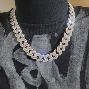 Full Iced Out 15MM Cuban Link Chain,baugette Chain,personalized Hip Hop ...