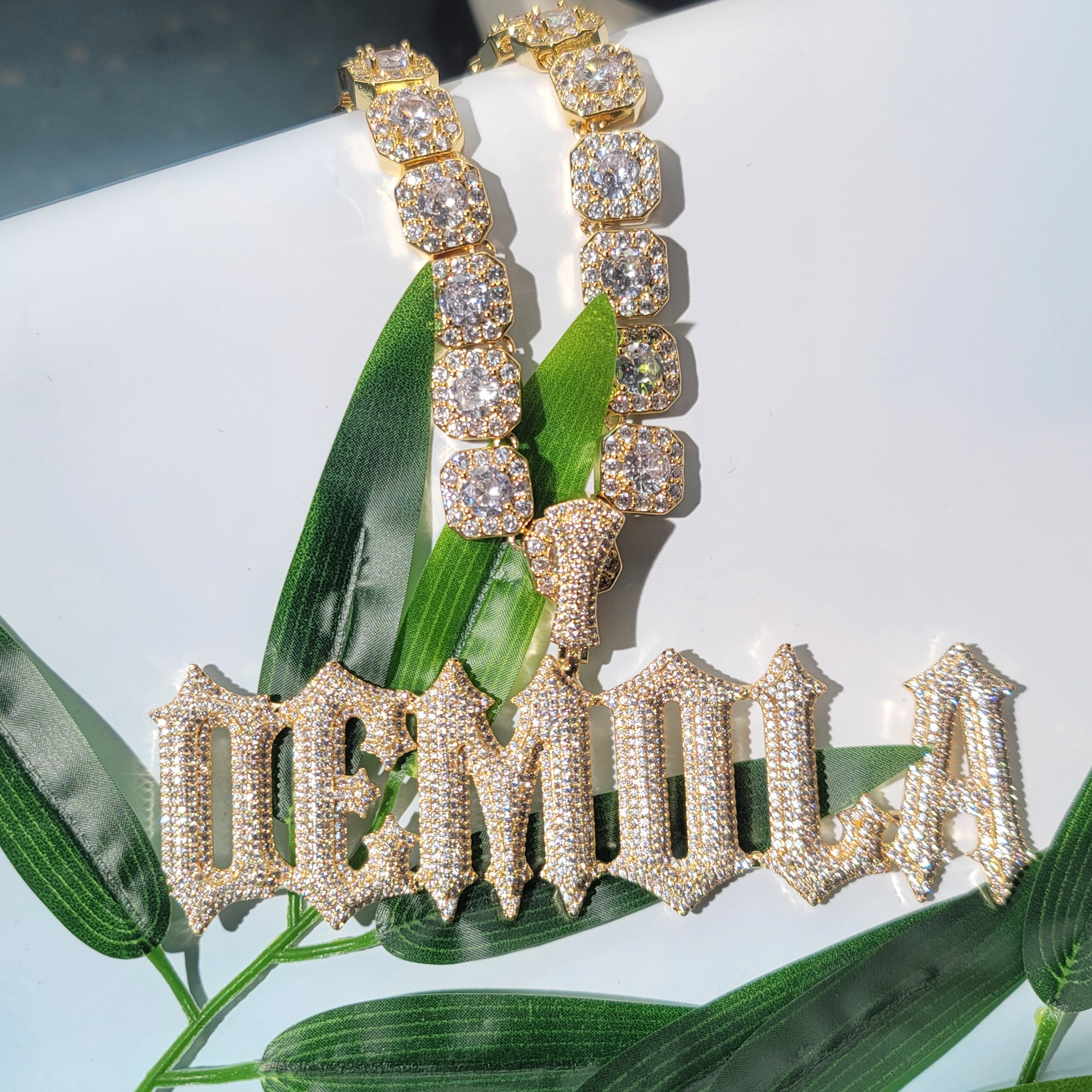 Custom Two-tone Gothic Font Letter Pendants Necklace,various Chains ...