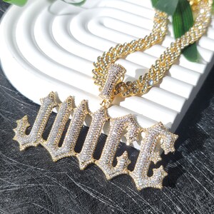 Custom Two-tone Gothic Font Letter Pendants Necklace,various Chains ...