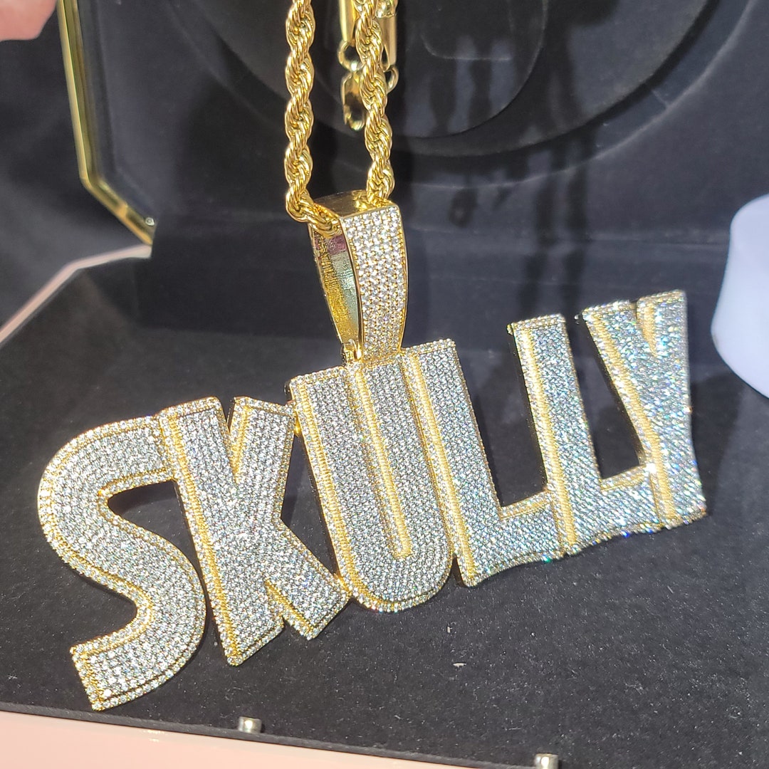 Custom 2-tone Name Plate Necklace Rope Chain,iced Out Diamond Name ...