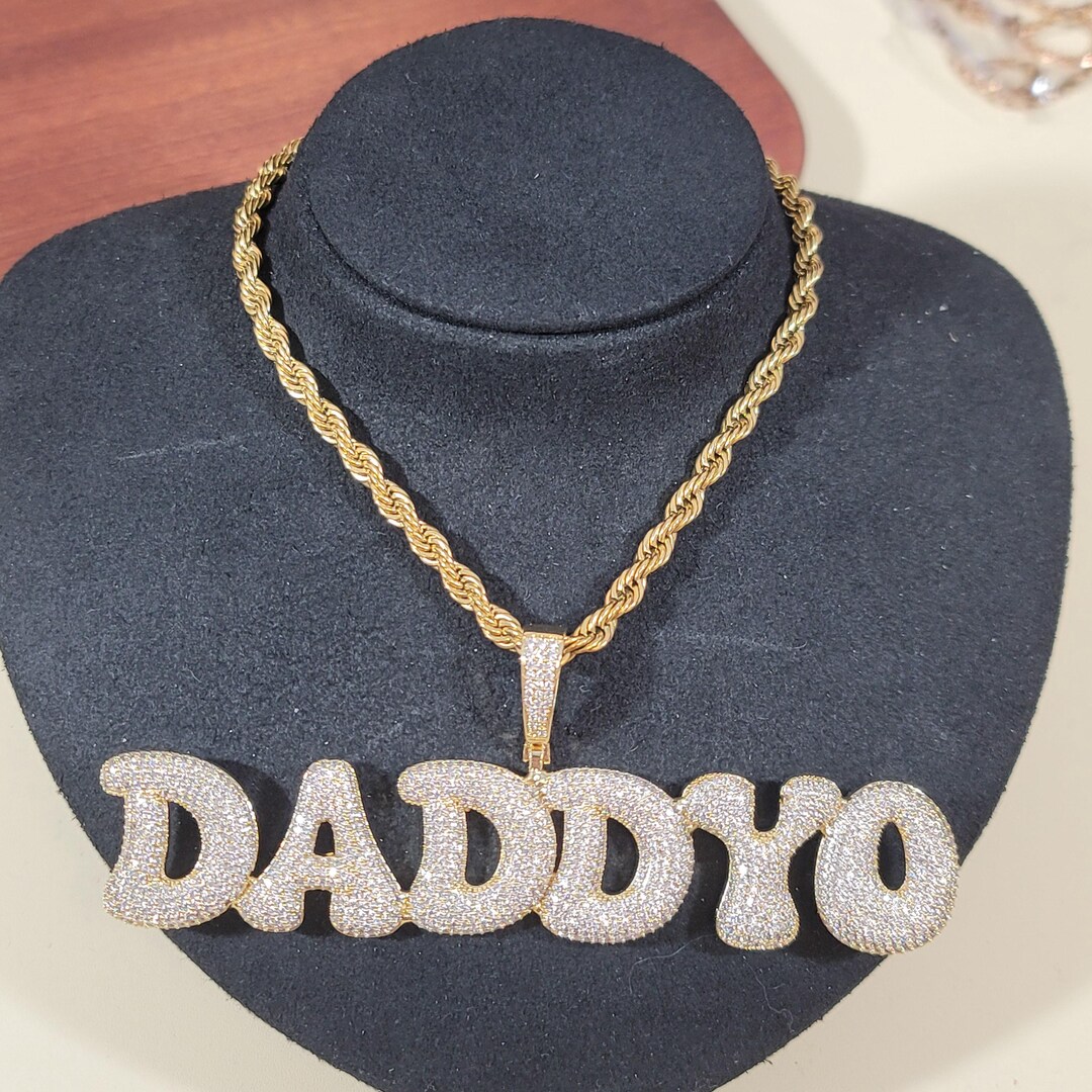 Personalized Iced Out Bone Bubble Letters Chain,custom Name Necklace ...