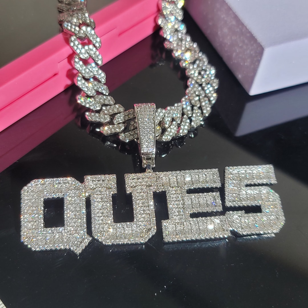 Custom Iced Out University Font Pendants,personalized Monogram Name ...